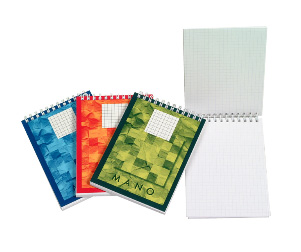NOTABLOK dubbel spiraal, A6, 160blz, ruit, Mano | Paradisio